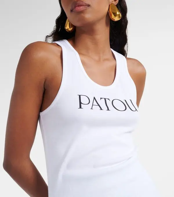 PATOU Logo Cotton Tank Top - White