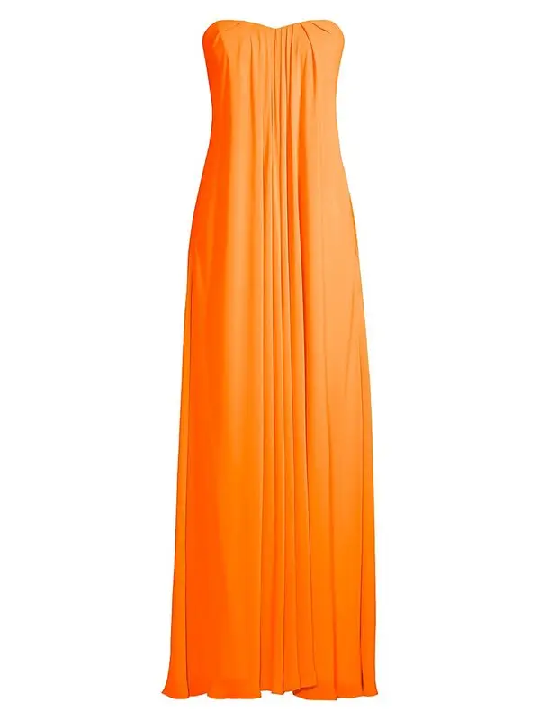 Liv Foster Strapless Chiffon Maxi Dress In Neon Orange - 25% Off