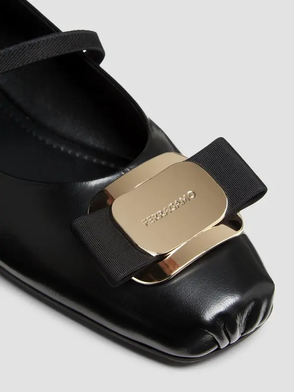 FERRAGAMO Zina Leather Ballet Flats