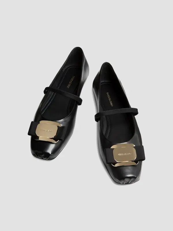 FERRAGAMO Zina Leather Ballet Flats