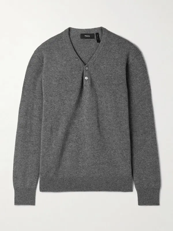 Theory Cashmere Short Sleeve Sweater - Gray