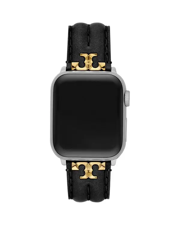 Tory Burch Apple Watch Kira Leather Strap - Black