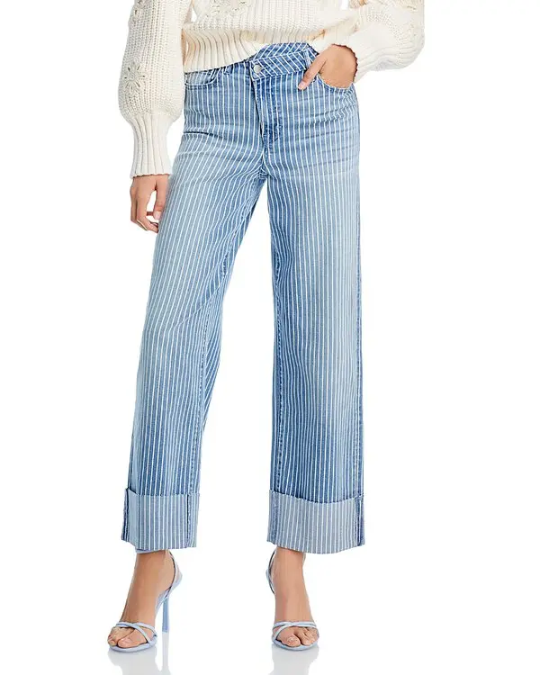 Aqua Striped Dad Jeans