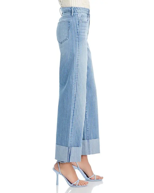 Aqua Striped Dad Jeans