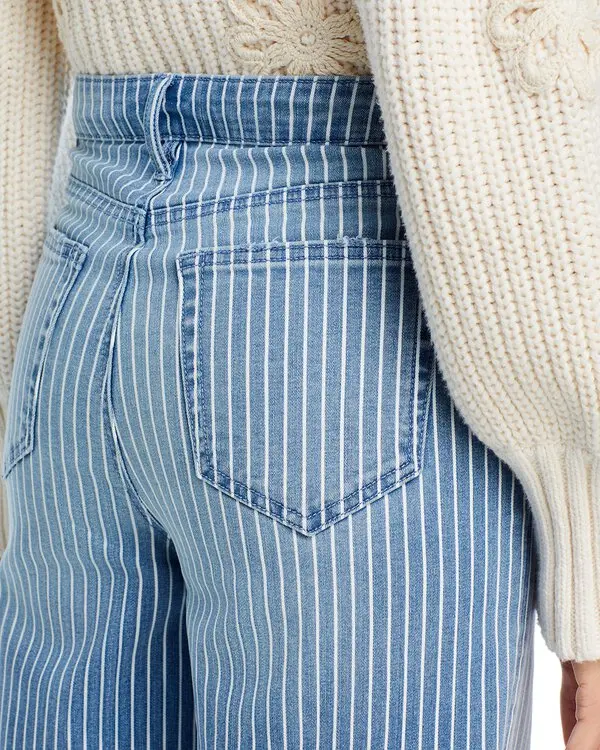 Aqua Striped Dad Jeans