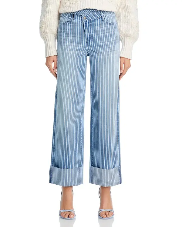 Aqua Striped Dad Jeans