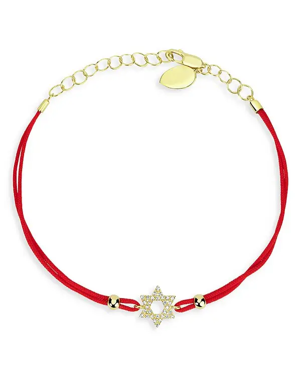 Meira T 14k Yellow Gold Diamond Star Of David Cord Bracelet - Red/gold