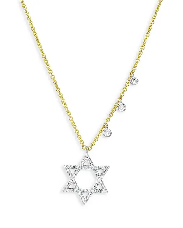 Meira T 14k Gold Diamond Star Of David Pendant Necklace - White/gold