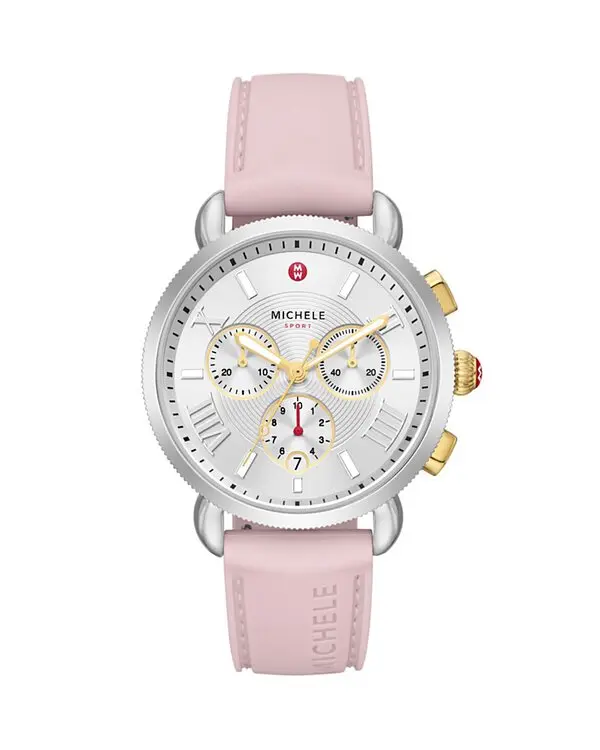 Michele Sporty Sport Sail Chronograph 38mm - Silver/pink
