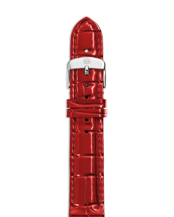 Michele Leather Watch Strap - Ruby