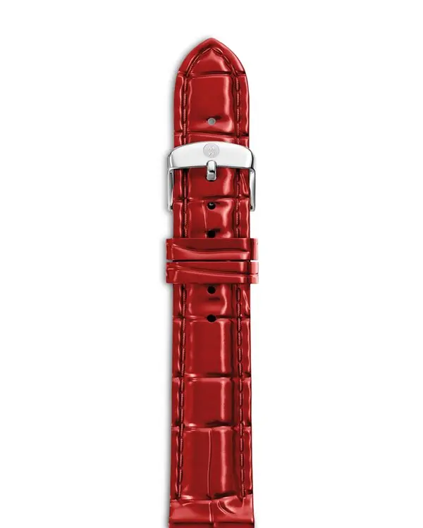 Michele Leather Watch Strap - Ruby