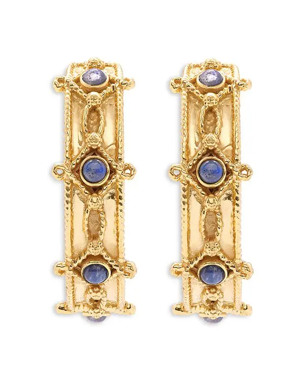 CAPUCINE DE WULF Victoria Labradorite Hoop Earrings - Blue/gold