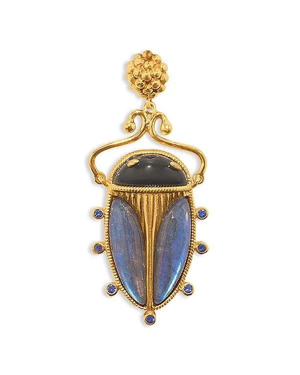 CAPUCINE DE WULF Scarab Labradorite & Agate Pendant - Blue/gold