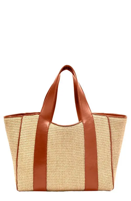 LISELLE KISS Penelope Raffia And Leather Tote