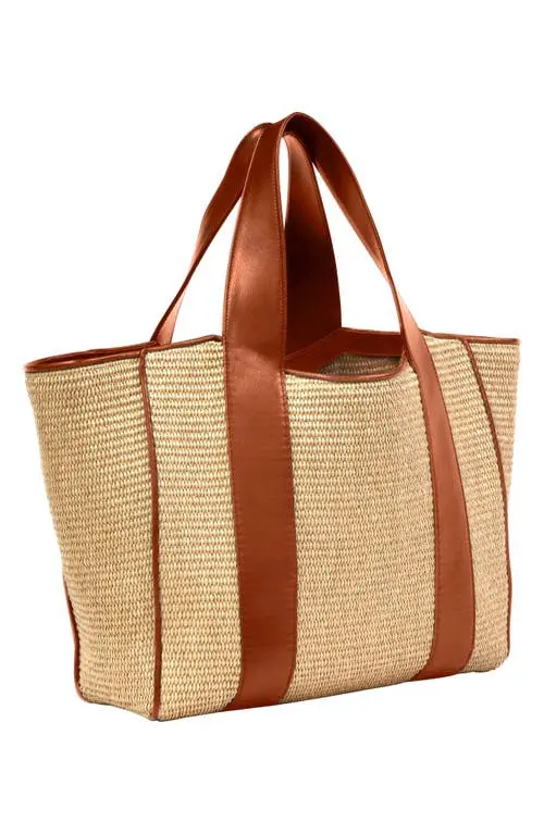 LISELLE KISS Penelope Raffia And Leather Tote