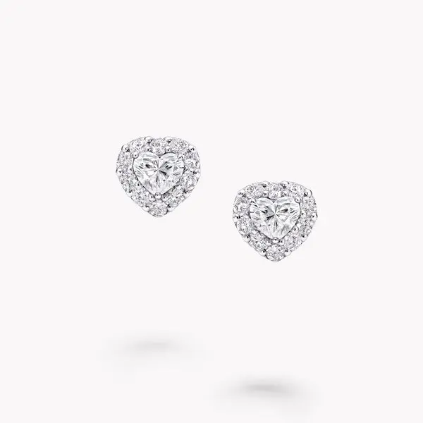 Graff Icon Heart Shape Diamond Stud Earrings - White Gold