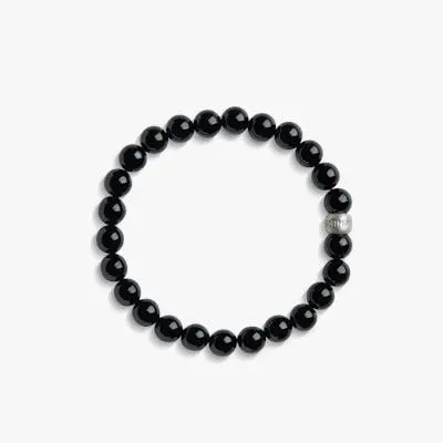 Shinola 8mm Beaded Onyx Bracelet - Sterling Silver