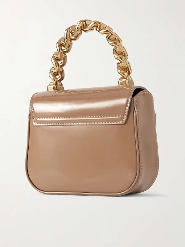 Versace La Medusa Embellished Patent-leather Shoulder Bag