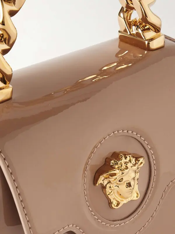 Versace La Medusa Embellished Patent-leather Shoulder Bag