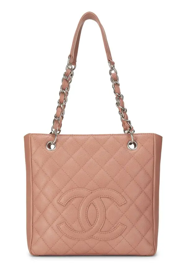 Chanel Quilted Caviar Petite Shopping Tote - Pink