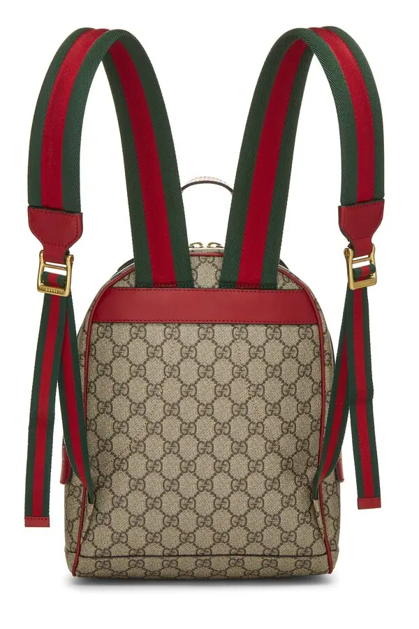 Gucci Red & Original Gg Supreme Canvas Roses Backpack