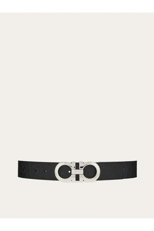 FERRAGAMO Reversible And Adjustable Gancini Belt - Black