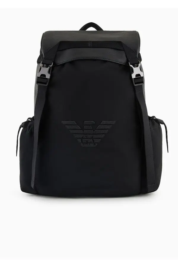 EMPORIO ARMANI MEN Asv Regenerated Saffiano And Recycled Nylon Backpack
