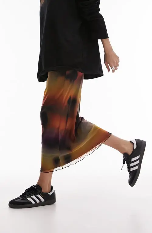 Topshop Print Mesh Maxi Skirt