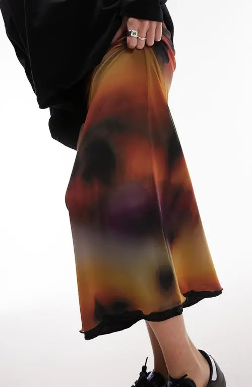 Topshop Print Mesh Maxi Skirt