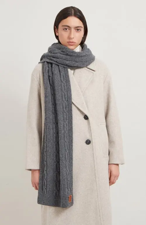 Mulberry Softie Cable Knit Lambswool Scarf - Charcoal