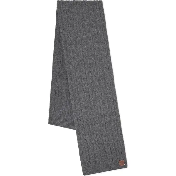 Mulberry Softie Cable Knit Lambswool Scarf - Charcoal