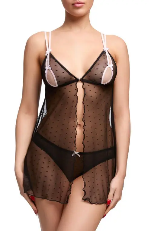 VON FOLLIES BY DITA VON TEESE Coquine Cutout Babydoll Chemise - Black