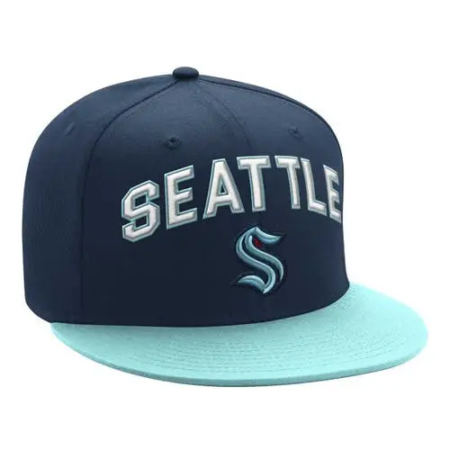 STARTER Deep Sea Blue/light Blue Seattle Kraken Arch Logo Two-tone Snapback Hat