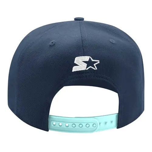 STARTER Deep Sea Blue/light Blue Seattle Kraken Arch Logo Two-tone Snapback Hat