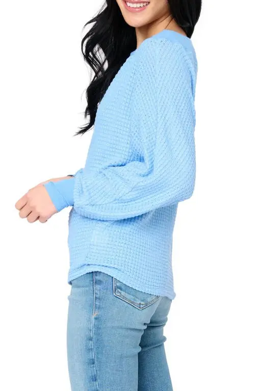 GIBSONLOOK Open Weave Sweater - Cornflower Blue