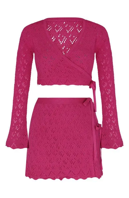 CAPITTANA Kaia Openwork Crochet Cover-up Miniskirt - Fuchsia
