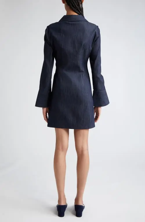 Cinq À Sept Mckenna Twist Front Long Sleeve Denim Minidress - Indigo