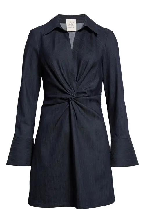 Cinq À Sept Mckenna Twist Front Long Sleeve Denim Minidress - Indigo