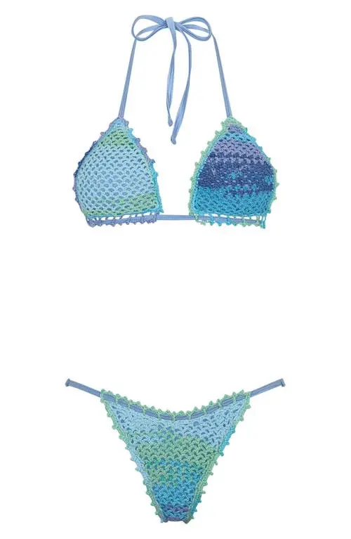 CAPITTANA Kendall Reversible Crochet Bikini Bottom - Blue