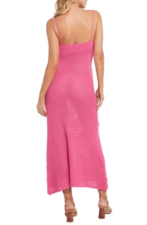 CAPITTANA Maggy Floral Keyhole Semisheer Cover-up Dress - Fuchsia