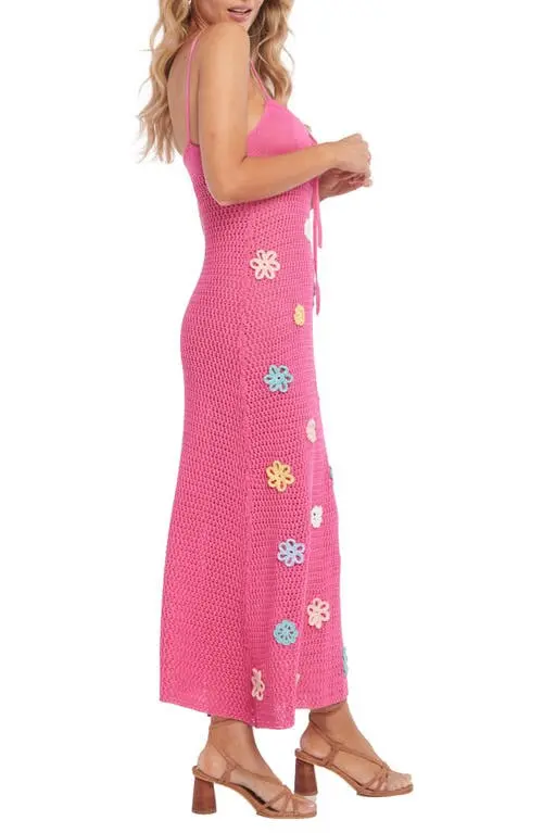 CAPITTANA Maggy Floral Keyhole Semisheer Cover-up Dress - Fuchsia