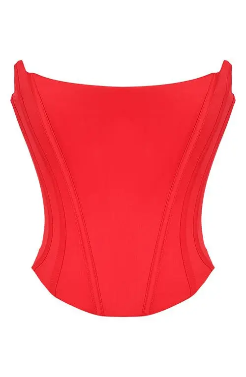 House Of Cb Genevieve Strapless Satin Corset Top - Salsa