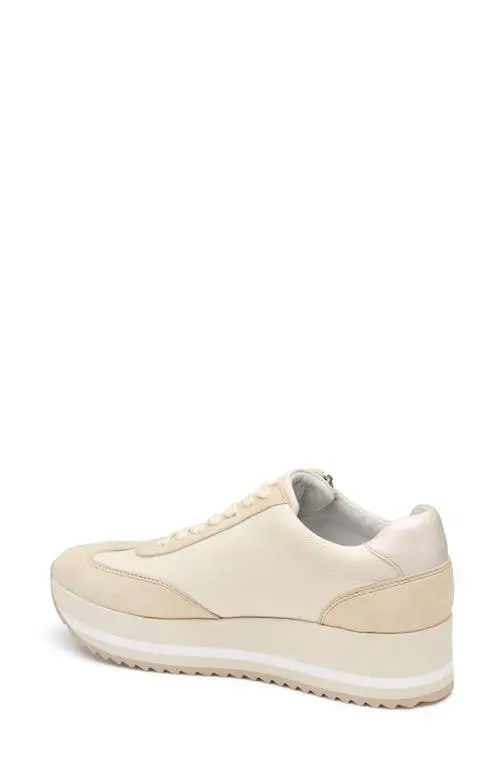 Johnston & Murphy Gracie Side Zip Sneaker - Bone Calfskin/kid Suede