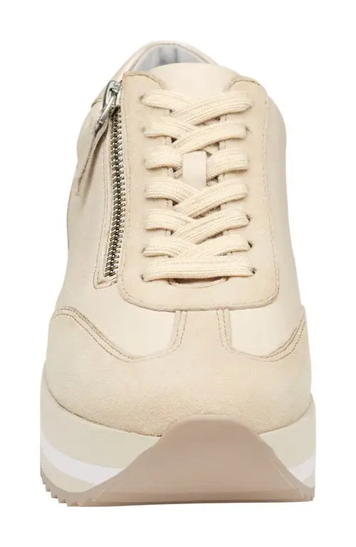 Johnston & Murphy Gracie Side Zip Sneaker - Bone Calfskin/kid Suede