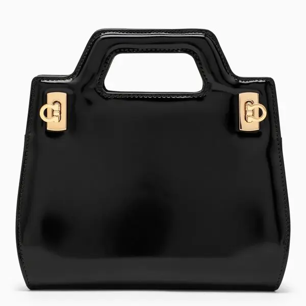 FERRAGAMO Black Leather Wanda Bag
