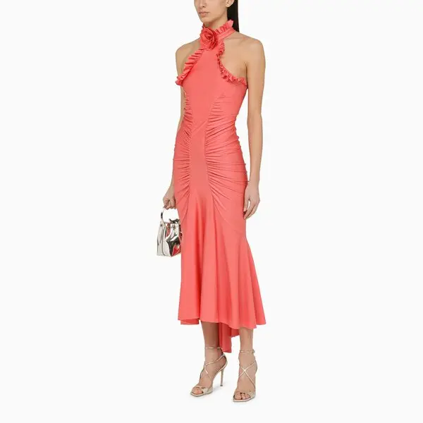 pink lycra dress Philosophy Fuchsia Lycra Dress With Ruffles - Pink