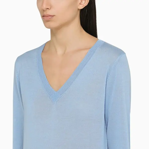 P.a.r.o.s.h Powder Blue Wool And Cashmere Sweater
