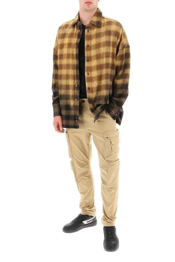 Diesel® S Limo Pkt Shirt With Check Pattern - Beige,Brown