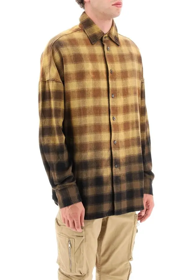 Diesel® S Limo Pkt Shirt With Check Pattern - Beige,Brown