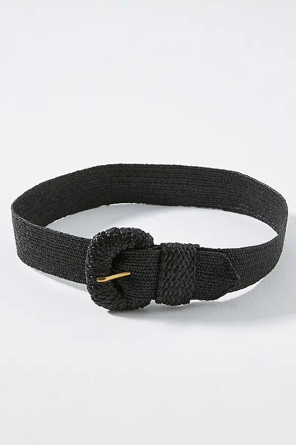 Anthropologie Raffia-wrapped Stretch Waist Belt - Black